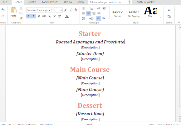 How To Make A Menu In MS Word