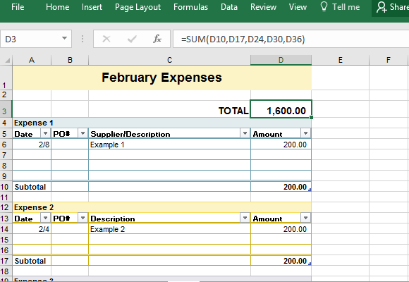 Sample Business Expense Sheet For Excel