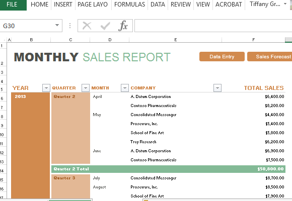 Monthly Sales Report Maker Template For Excel