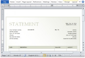 Billing Statement Template for Microsoft Word