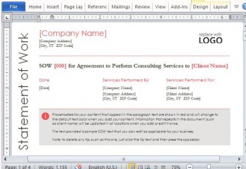 Statement Of Work Template for Microsoft Word