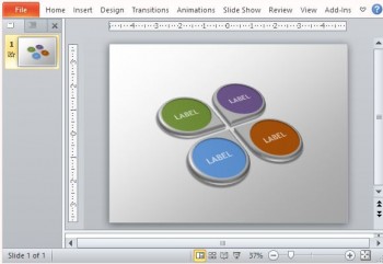 Four Part Teardrop Graphic PowerPoint Template