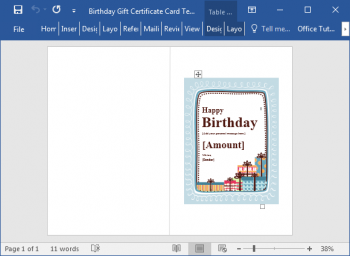 Birthday Gift Certificate Card Maker Template for Word