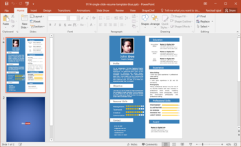 Free Single Slide Resume Template for PowerPoint