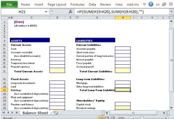 Simple Balance Sheet Maker Template for Excel