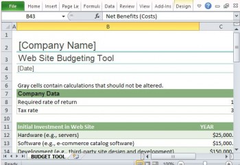 Website Budget Tracker Template for Excel