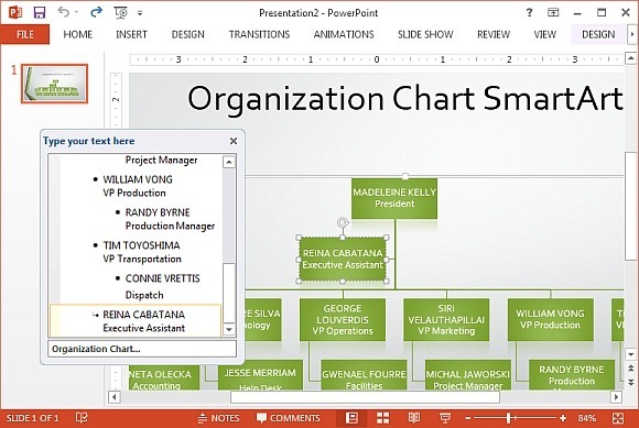 Widescreen Organizational Chart SmartArt PowerPoint Template