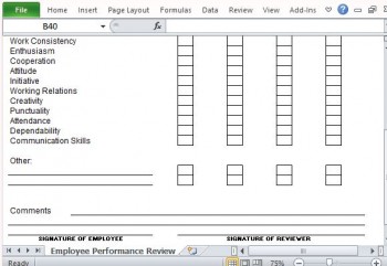 Performance Review Template for Microsoft Excel