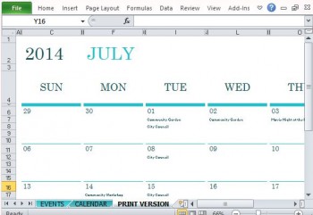 Community Events Planner for Excel