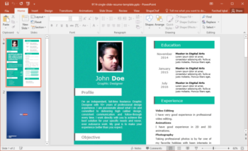 Free Single Slide Resume Template for PowerPoint