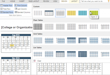 2016-2017 Academic Calendar for Word