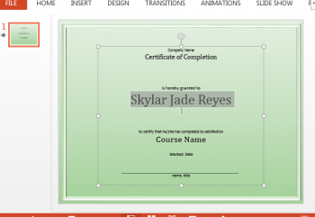 Free Course Completion Certificate PowerPoint Template