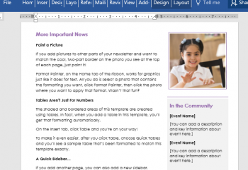 Sample School Newsletter for Word
