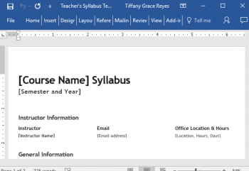 Free Teacher's Syllabus Word Template