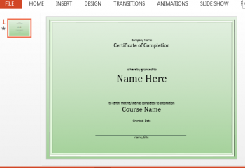 Free Course Completion Certificate PowerPoint Template